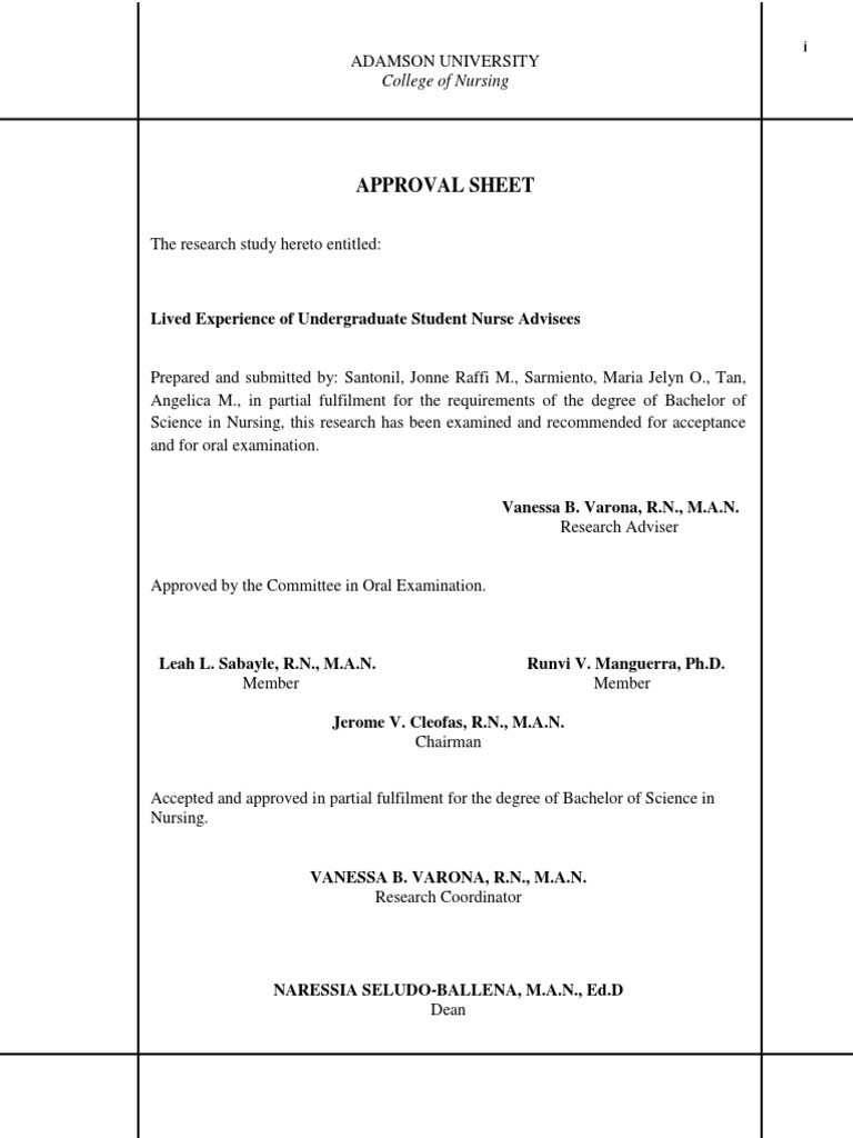 Approval Sheet, Abstract, Acknowledgement.18oct | PDF | Nursing ...