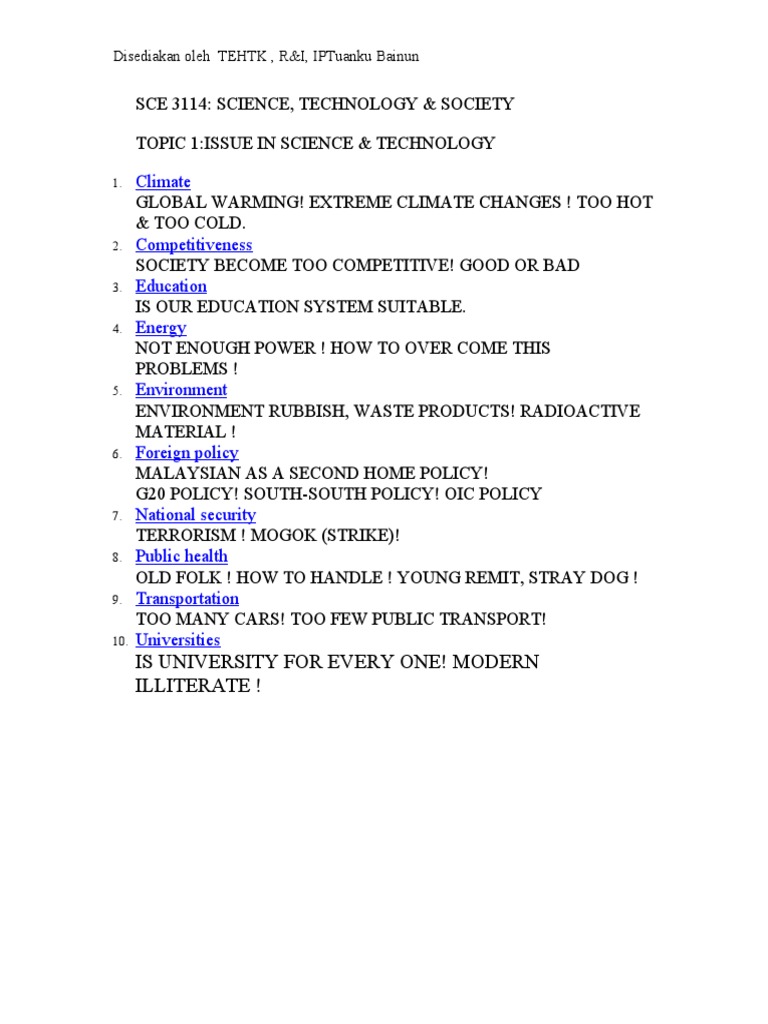 Key Issues in Science & Technology | PDF