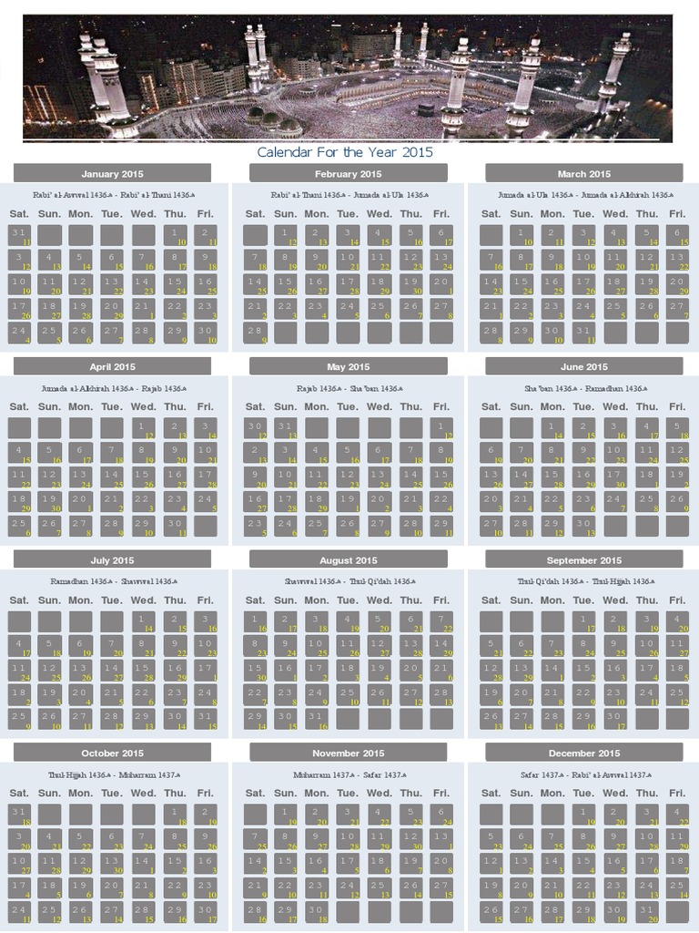 Ummul-Qura Calendar-2015 PDF | PDF | Semitic Words And Phrases | Ramadan