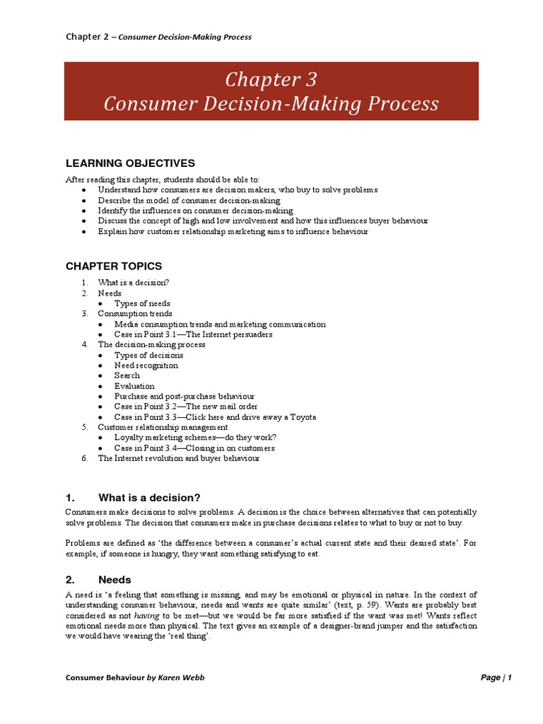 Chapter 3, Consumer Decision Making | PDF | Consumer Behaviour | Behavior