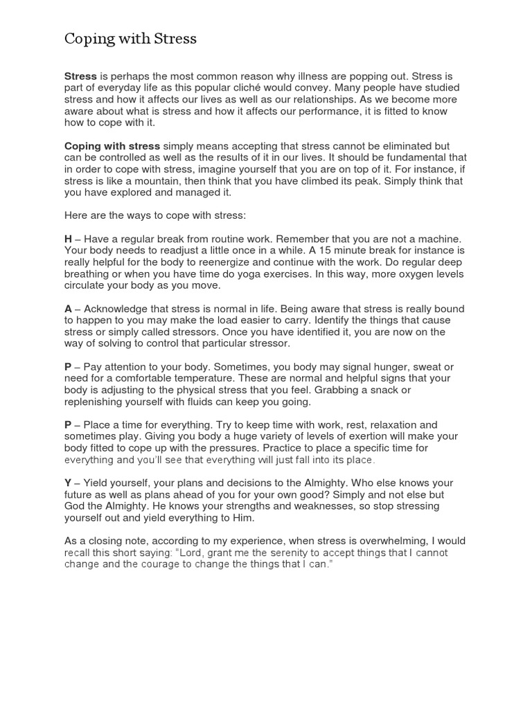 Coping With Stress | PDF | Coping (Psychology) | Stress (Biology)