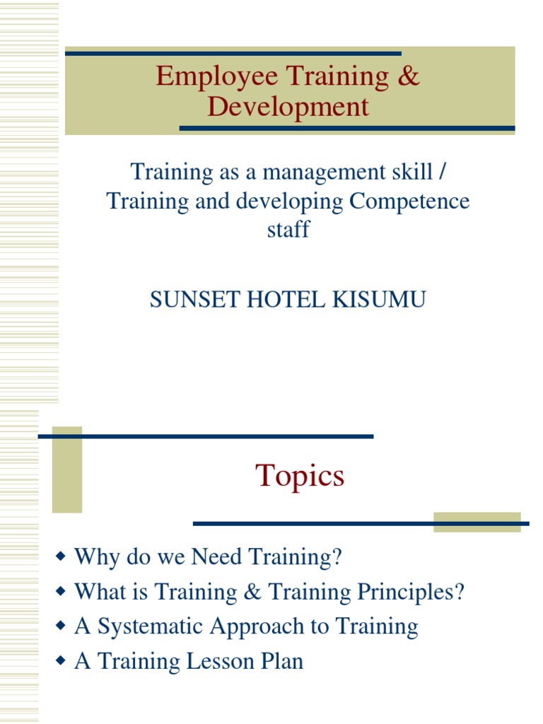 Introduction To Employee Training and Development Sunset Hotel Kisumu ...