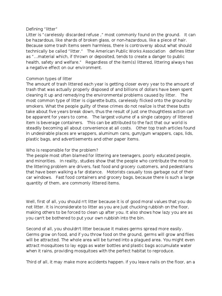 Littering | PDF | Environmental Health | Human Impact On The Environment