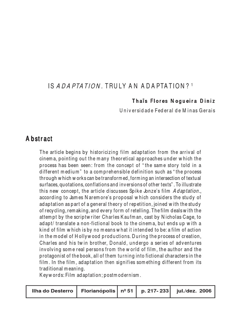 Is adaptation truly an adaptation.pdf | Intertextuality | Narrative