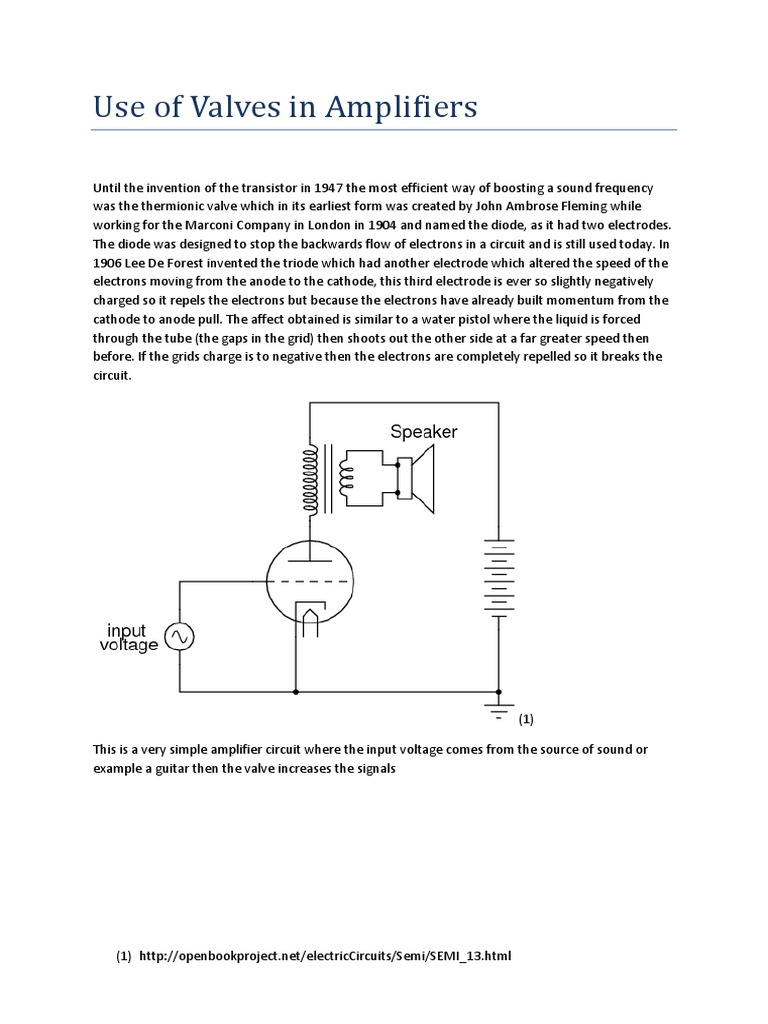 Use of Valves in Amplifiers | PDF | Science & Mathematics