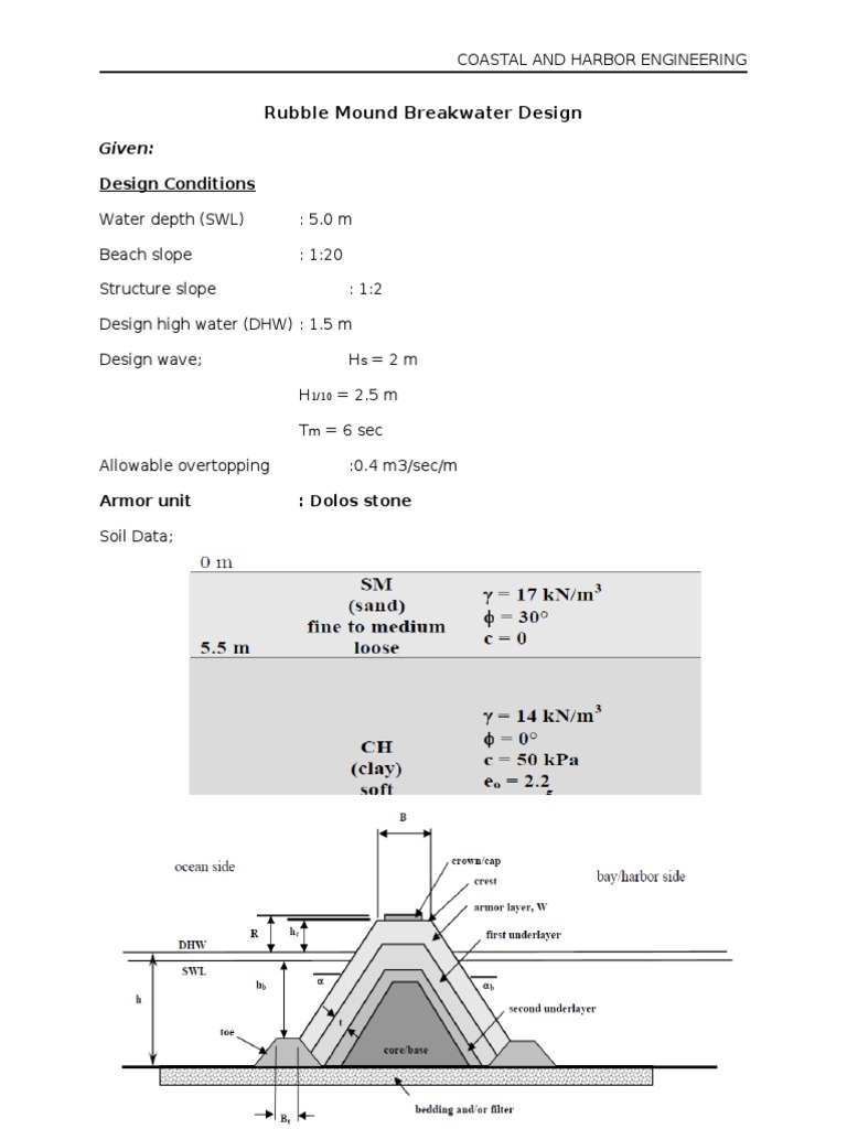 rubble mound breakwater design.doc | Strength Of Materials | Physics ...