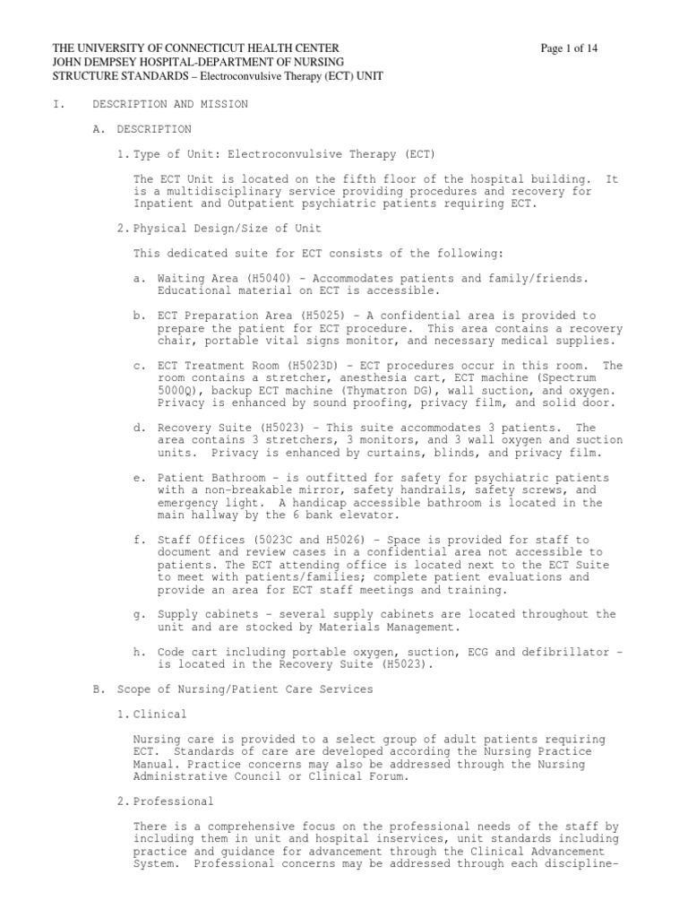 Structure Standard ECT PDF | PDF | Electroconvulsive Therapy | Psychiatry