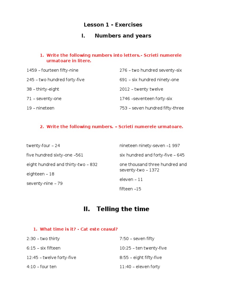 Lesson 1 - Exercises | PDF | Clothing