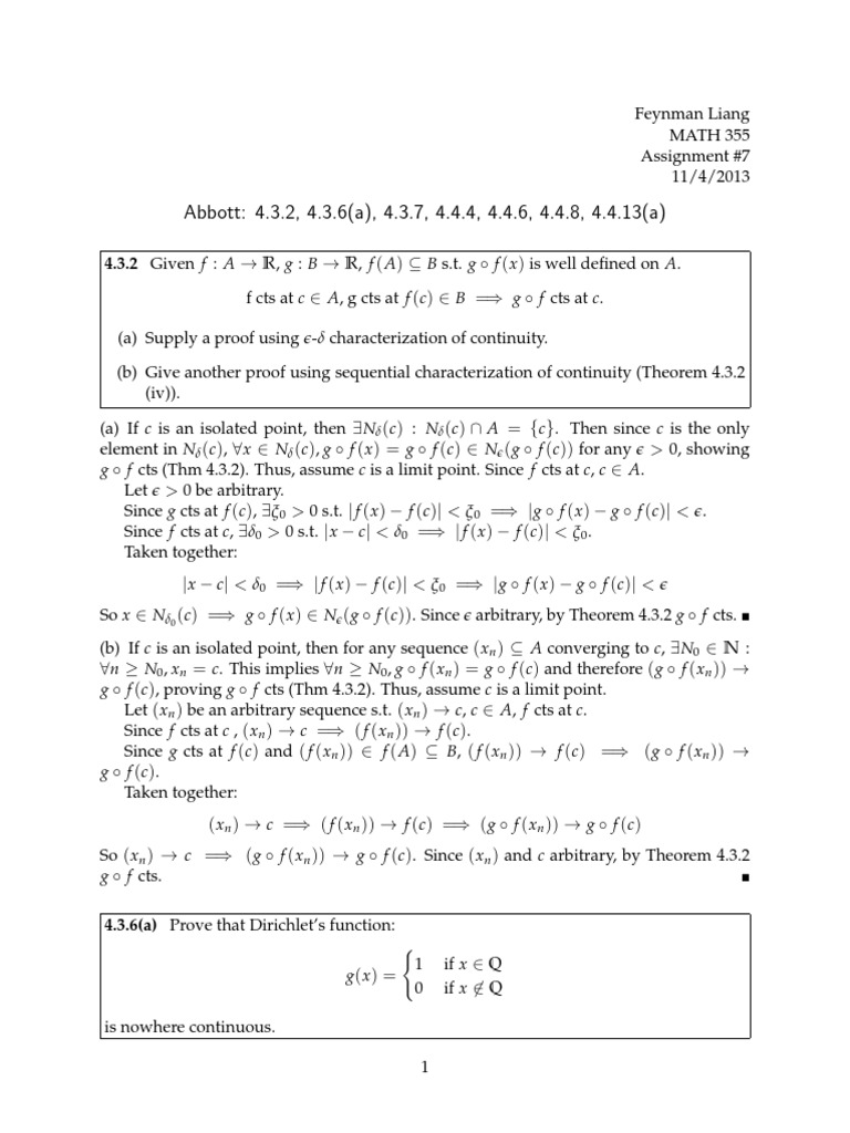 Abbott - Understanding Analysis Problem Set | PDF | Mathematical Structures | Calculus