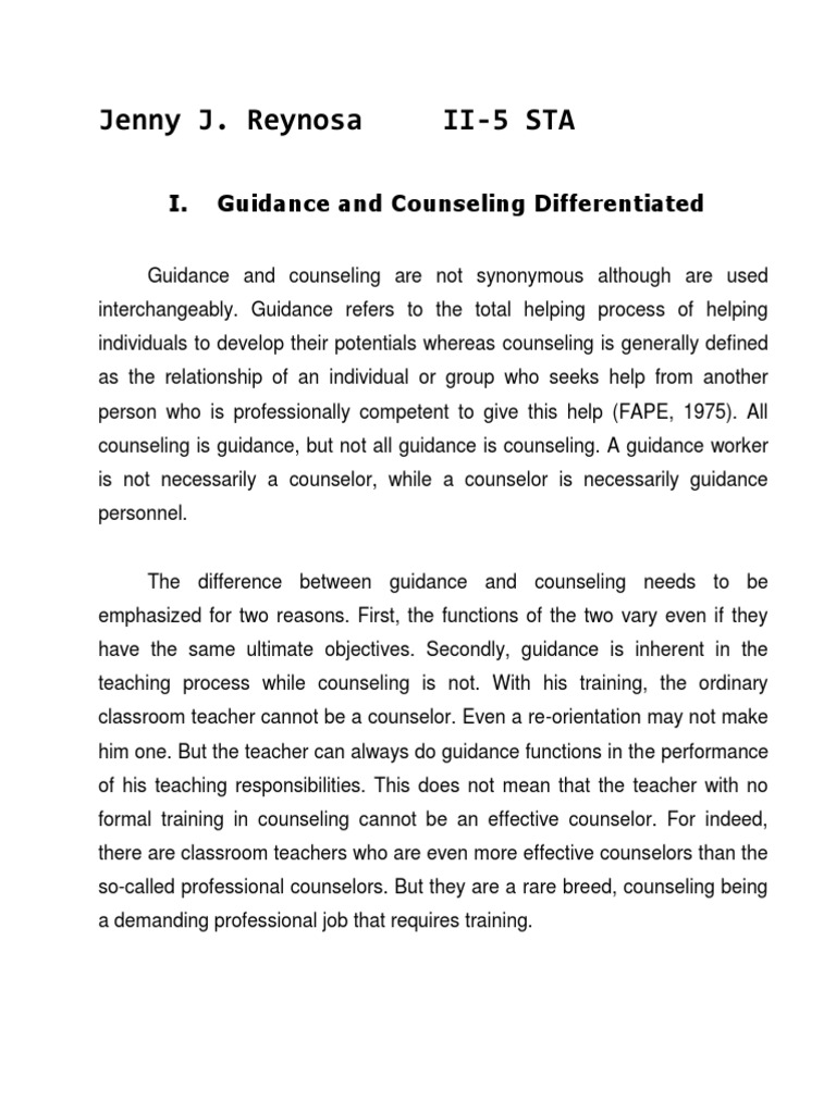 Reflection in Guidance and Counseling.docx | School Counselor ...