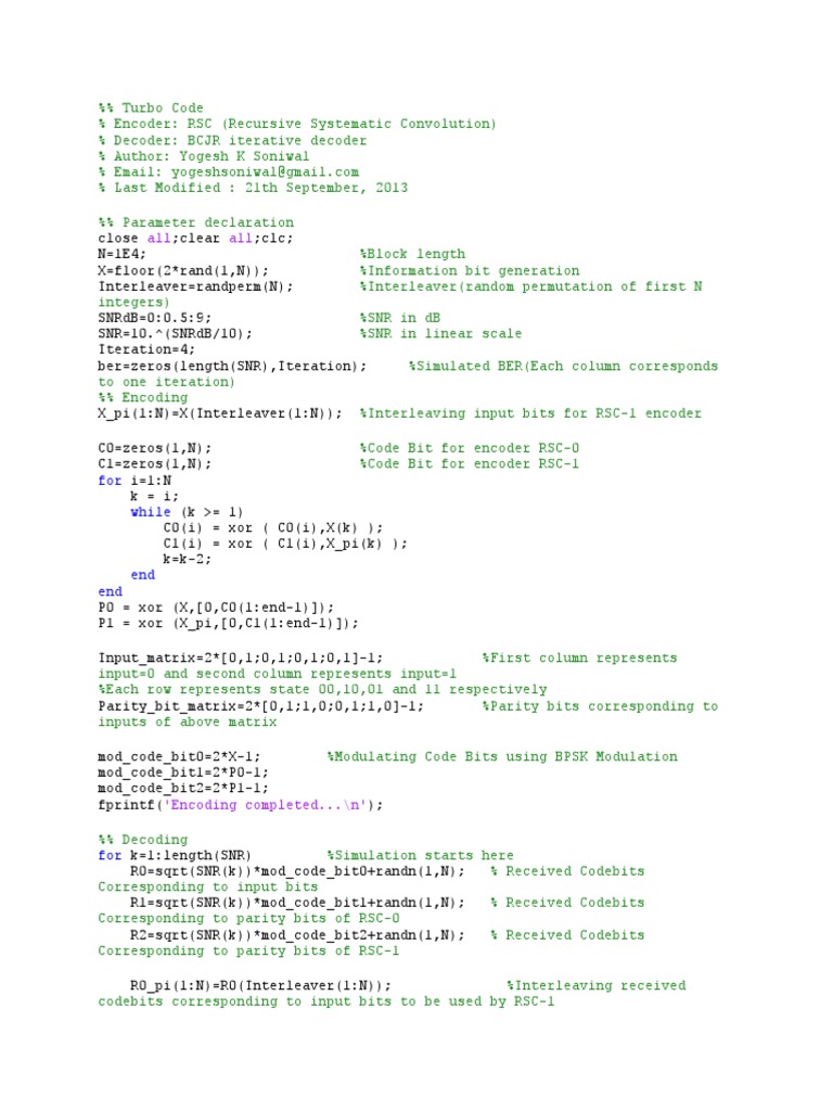 Turbo Code PDF Forward Error Correction Encodings