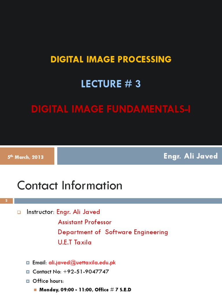 DIP Lec 04 - Digital Image Fundamental - I - Week 04 PDF | PDF | Field Of View | Color