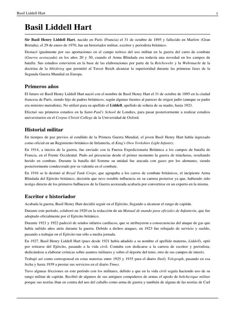 Basil Liddell Hart - Biografia PDF | PDF | Militar | Ciencia militar