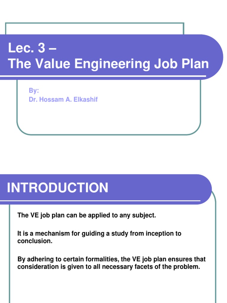 Value Engineering Job Plan Overview | PDF | Function (Mathematics ...