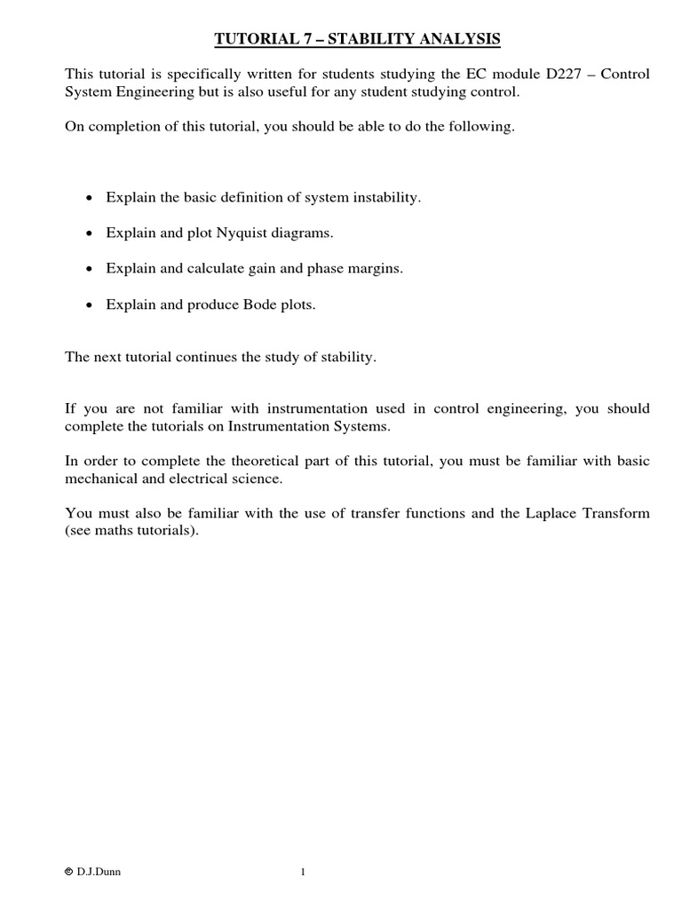 Stability Analysis Tutorial.pdf | Feedback | Physics & Mathematics