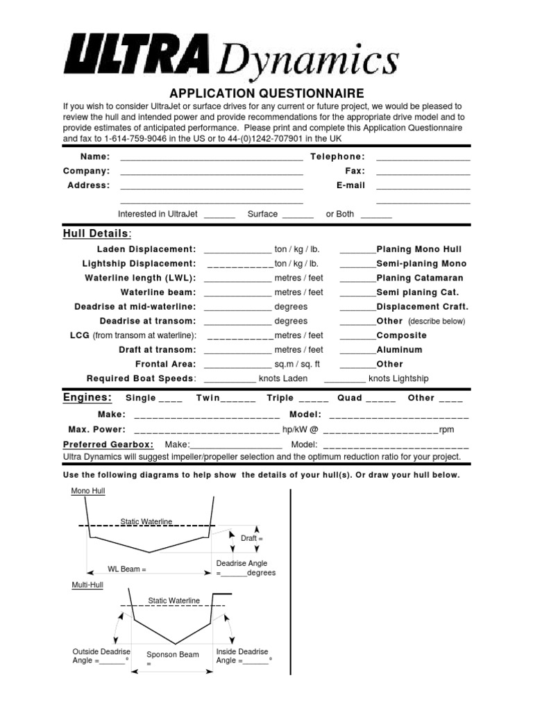 Application Questionnaire: Hull Details | PDF