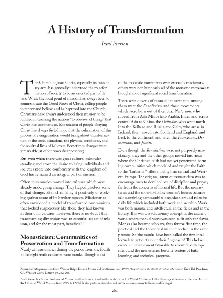 A History of Transformation | PDF | Christian Mission | Protestantism