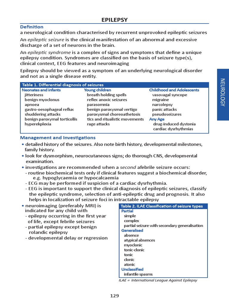 Epilepsy: Table 1. Differential Diagnosis of Seizures | PDF | Epilepsy ...