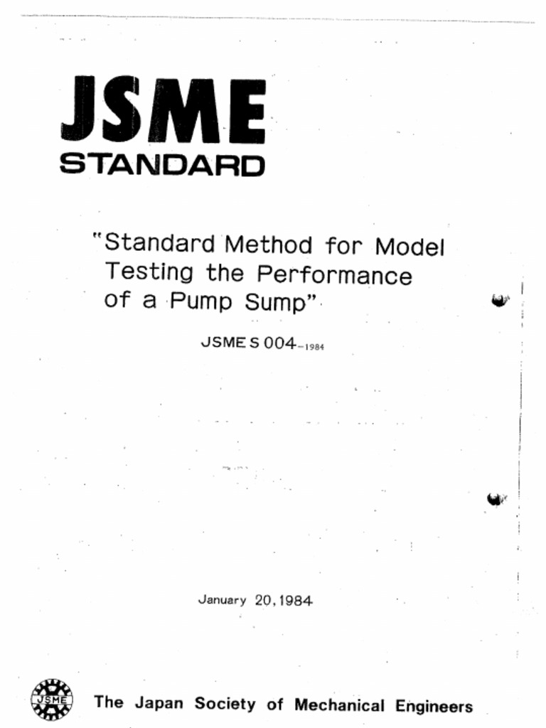 JSME S 004 (1984) - Pump Sump Model Testing PDF | PDF | Foreign ...
