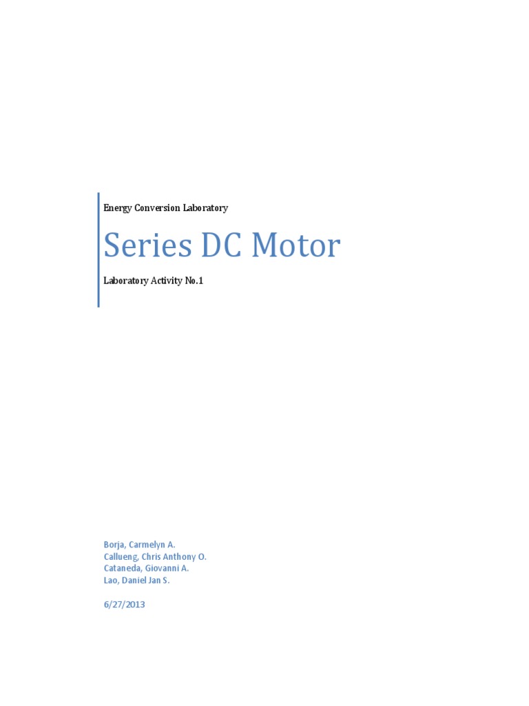 Series DC Motor: Energy Conversion Laboratory | PDF | Electric ...