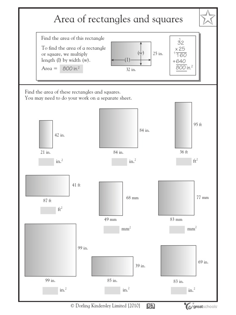 Area of Rectangles and Squares: © Dorling Kindersley Limited (2010) | PDF