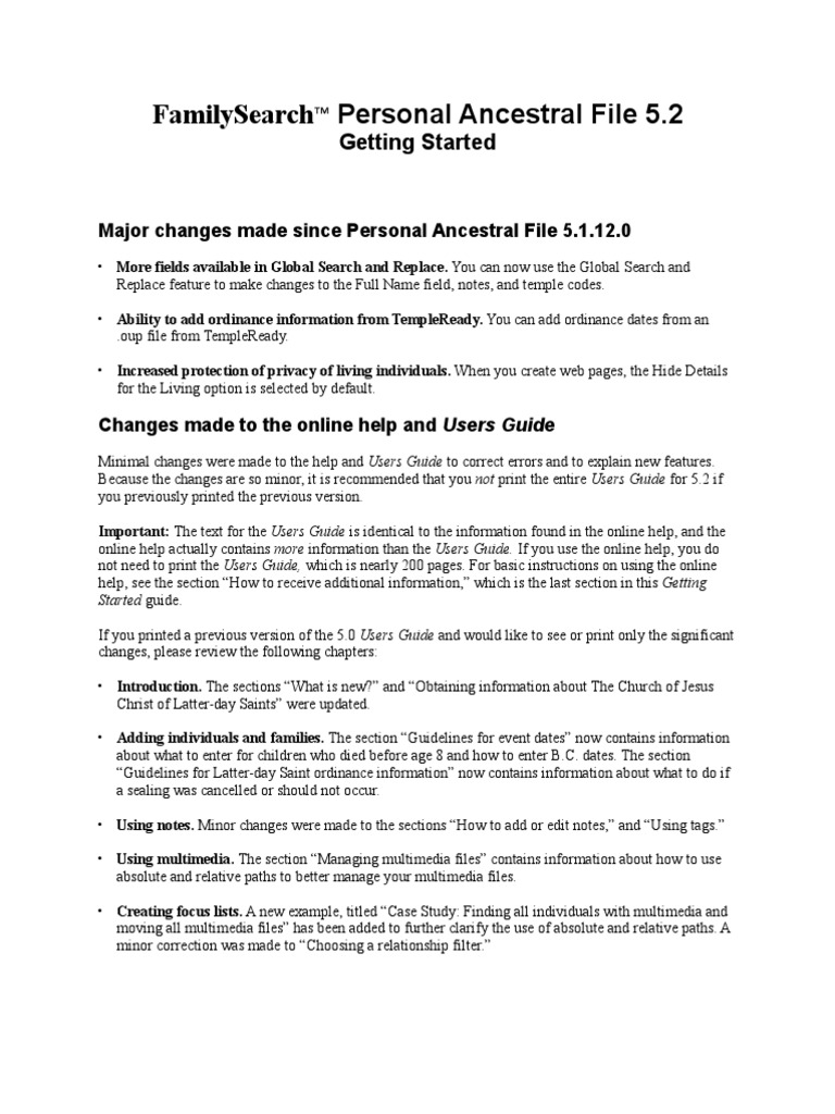 PAF 5 - Updates | PDF | Genealogy | Software