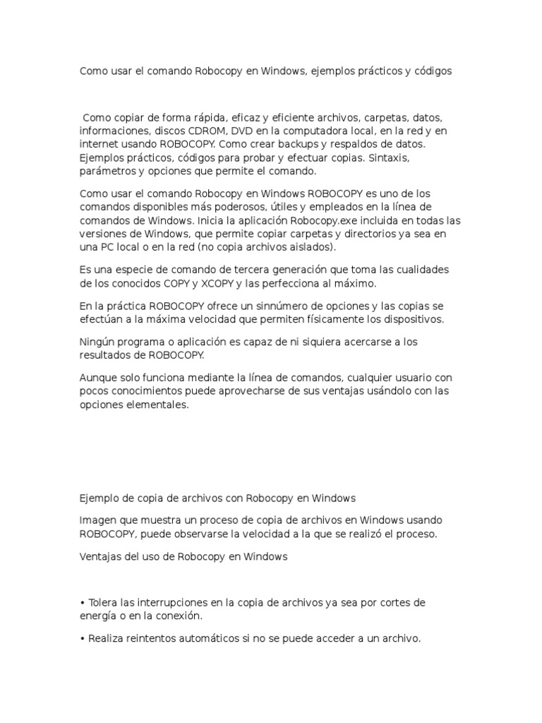 Como usar el comando Robocopy en Windows, ejemplos prácticos y códigos