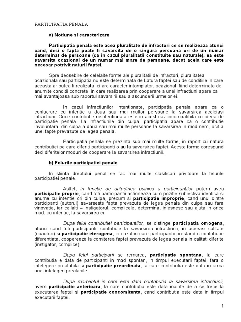 Participatia Penala. (Conspecte - MD) | PDF