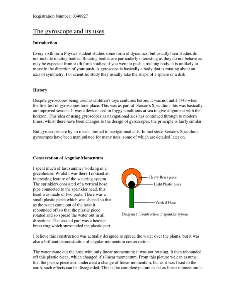 The Gyroscope and Its Uses: Heavy Brass Piece Light Plastic Piece | PDF | Angular Momentum ...