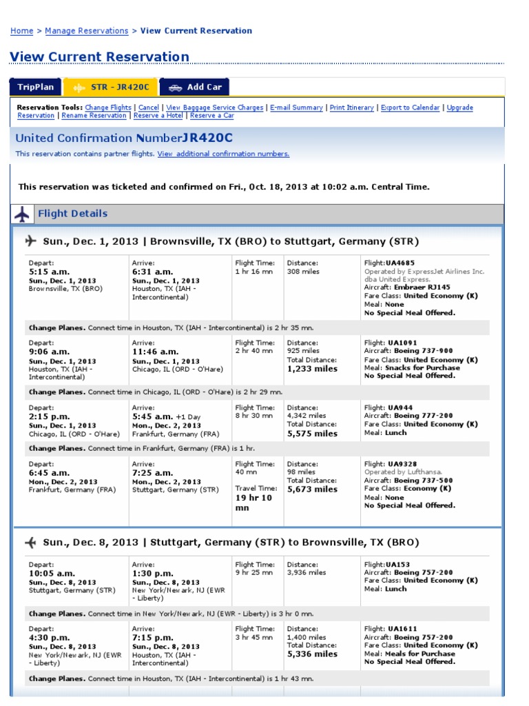 View Current Reservation: United Confirmation Number | PDF | United ...