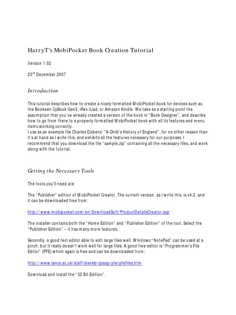HarryT's MobiPocket Tutorial | PDF | Html | Tag (Metadata)