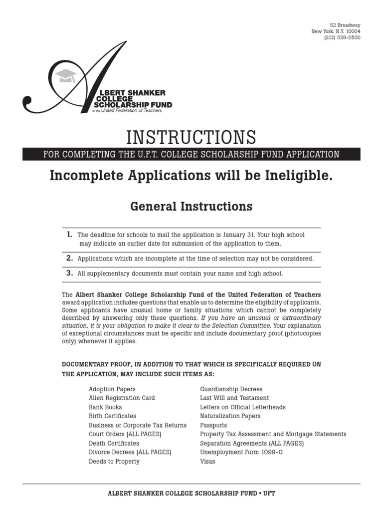 Instructions: Incomplete Applications Will Be Ineligible | PDF | Irs ...
