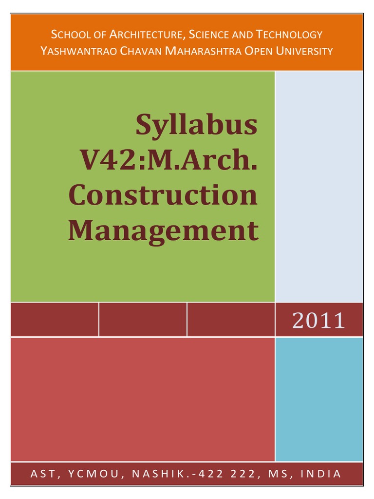 YCMOU M.Arch Construction Management Syllabus | PDF | Emergency Management | Concrete