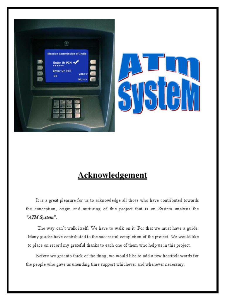 Project Report On Atm System Pdf 