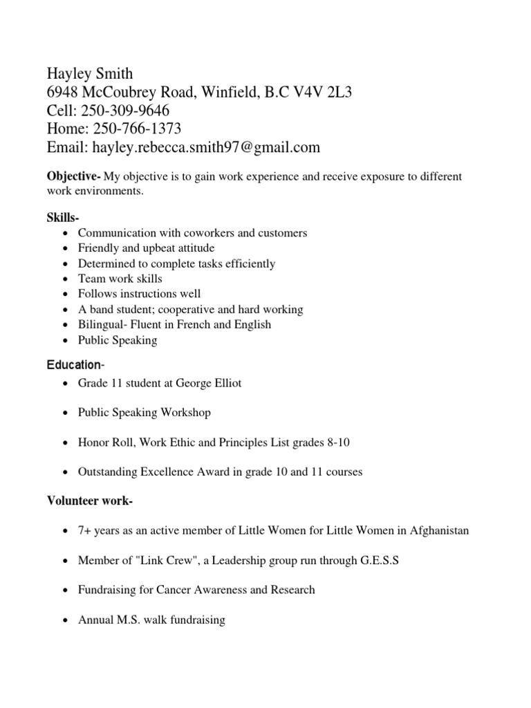 Hayley Smith Resume | PDF