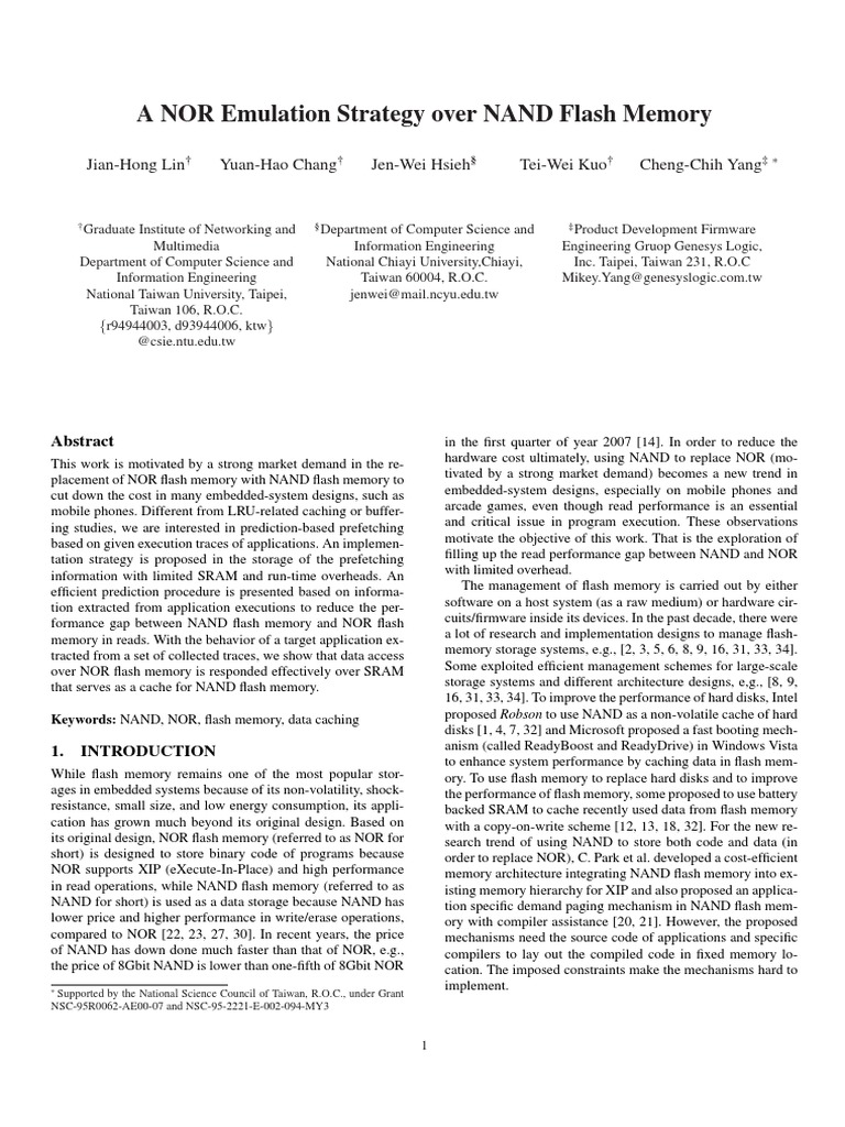 A NOR Emulation Strategy Over NAND Flash Memory PDF | PDF | Flash Memory | Computer Data Storage