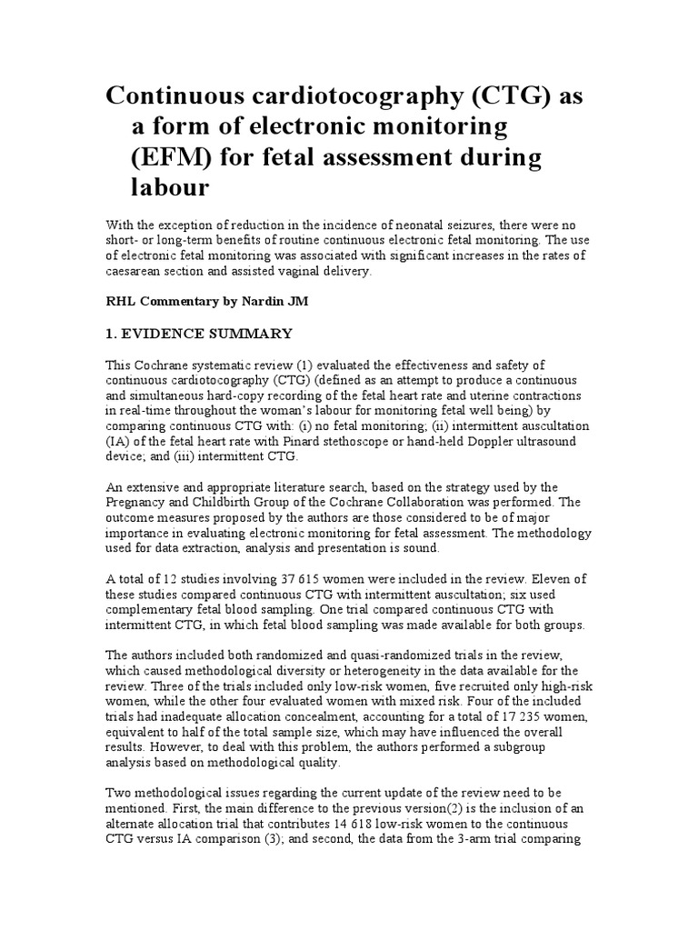 Continuous CTG for Fetal Monitoring Review | PDF | Childbirth | Health ...