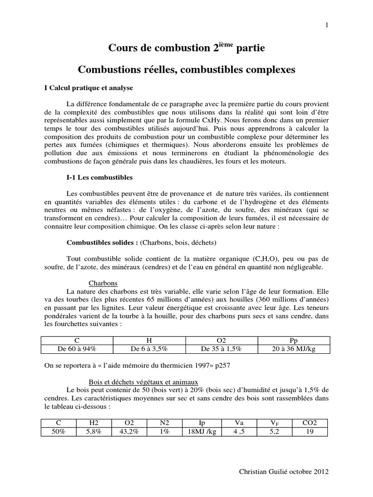 Cours de Combustion 2eme Partie | PDF | La combustion | Monoxyde de carbone