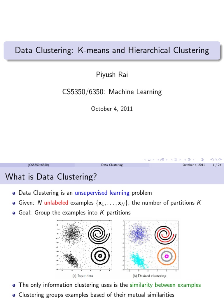Data Clustering: K-Means and Hierarchical Clustering | PDF | Cluster Analysis | Statistical Data ...