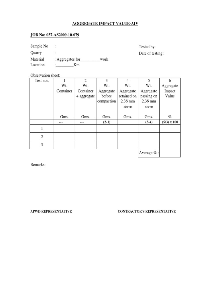Aggregate Test Proforma | PDF | Construction Aggregate | Environment