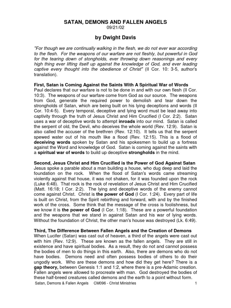 Satan, Demons and Fallen Angels | PDF | Demonic Possession | Satan