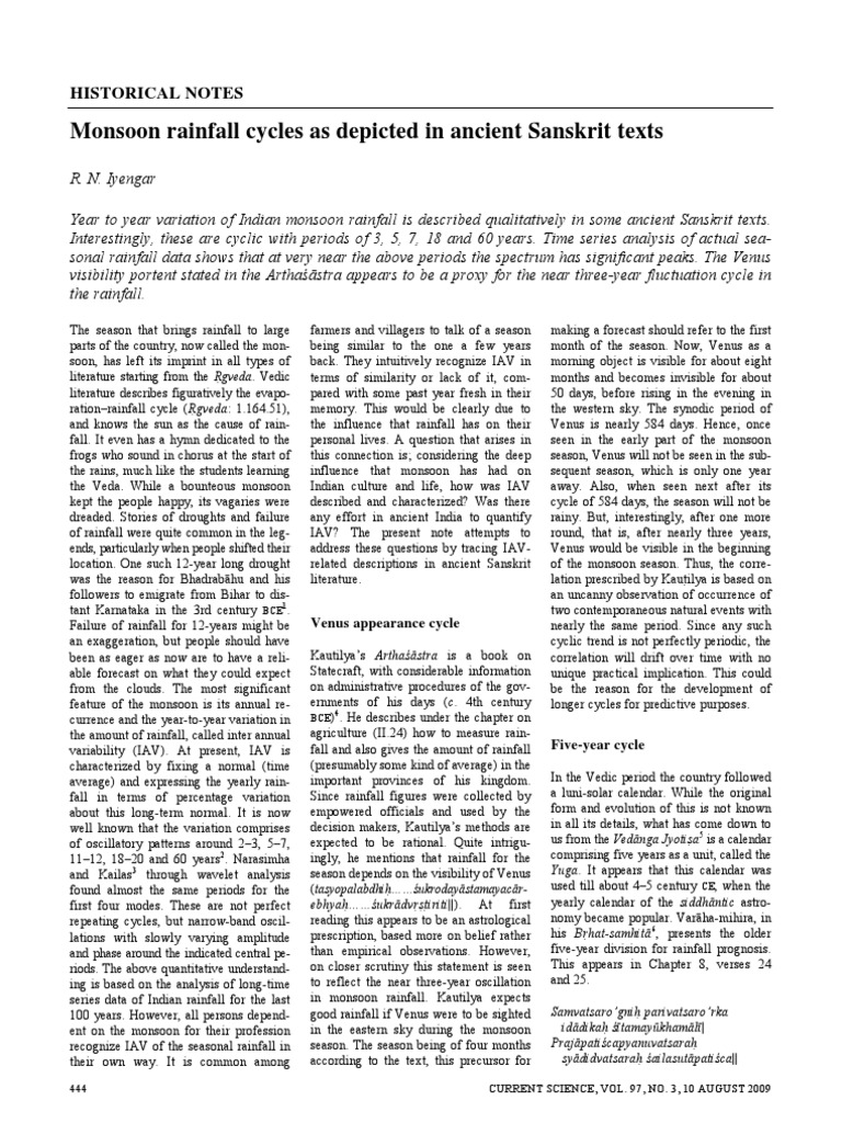 Monsoon Rainfall Cycles in Ancient India | PDF | Zodiac | Astronomy
