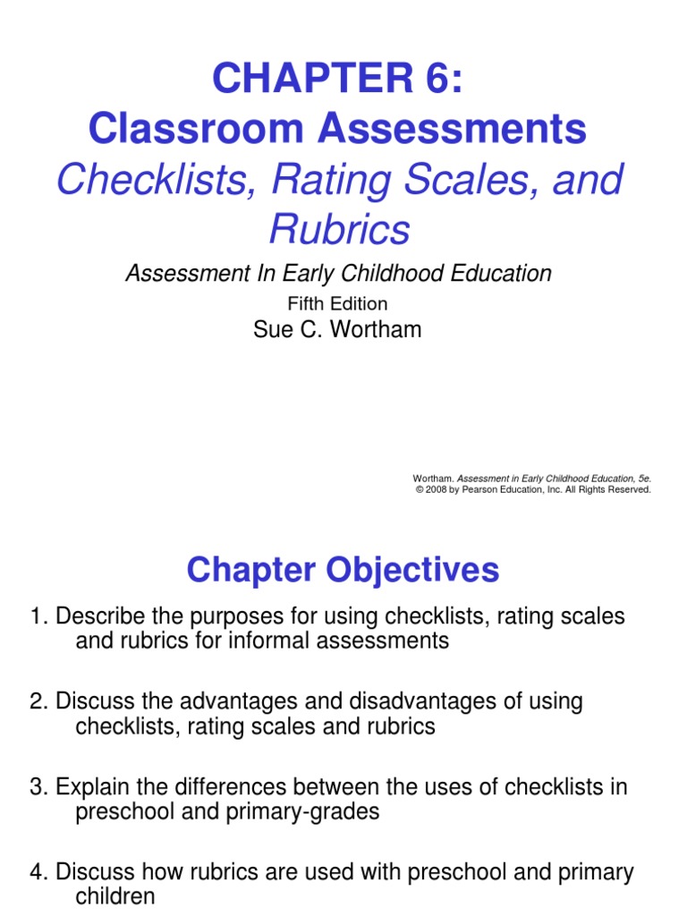 Classroom Assessments - Checklists, Ratings Scales and Rubrics | PDF ...