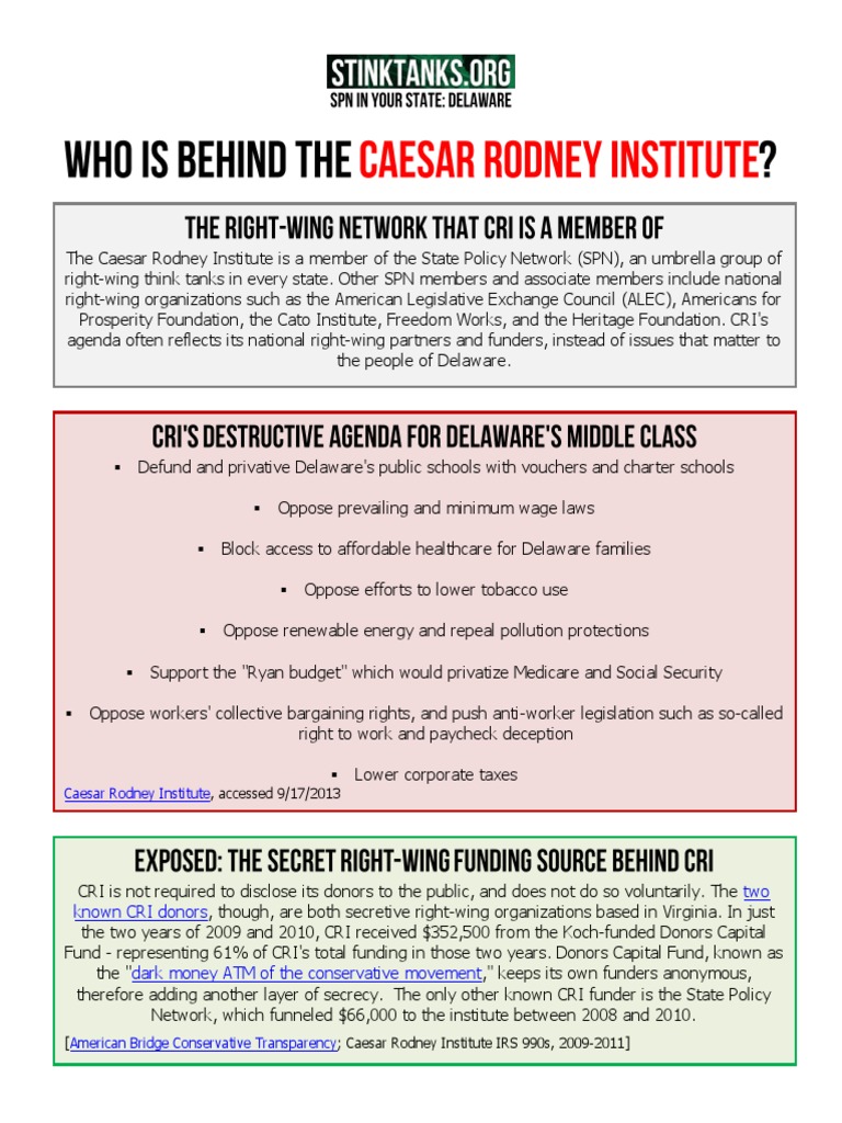 DE - Who Is Behind The Caesar Rodney Institute | PDF | Politics ...
