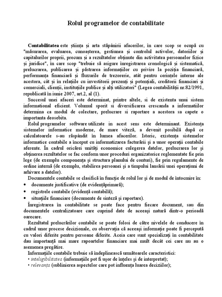 Programe de Contabilitate | PDF