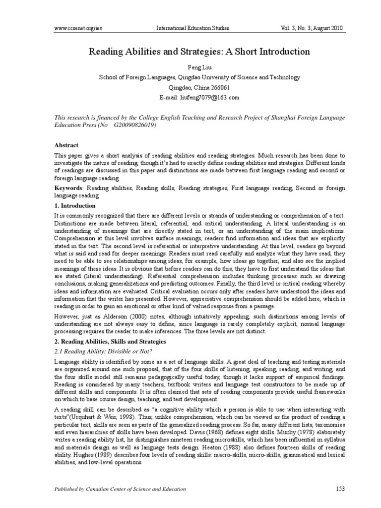 Reading Abilities PDF | PDF | Second Language | Reading (Process)