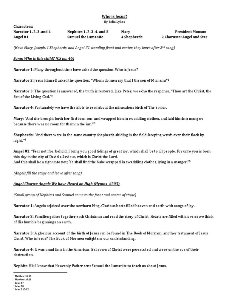 LDS Christmas Program Script | PDF | Book Of Mormon | Jesus