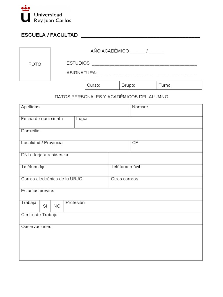 Ficha Alumno URJC | PDF | Crecimiento personal y profesional