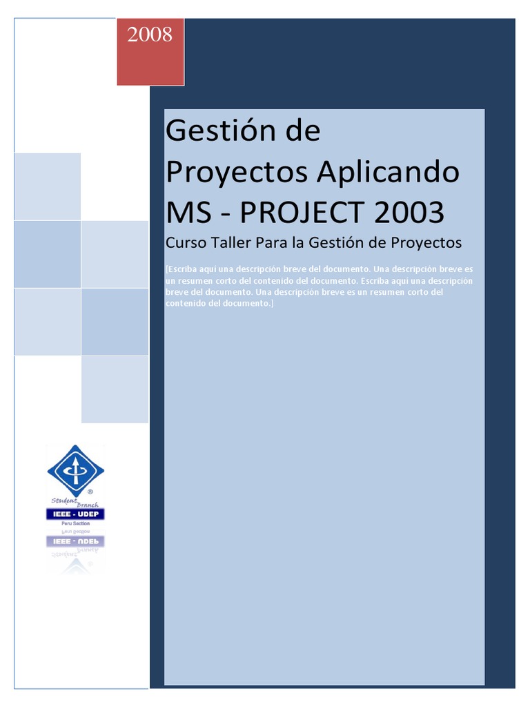 Manual de Ms Project 2003 | PDF | Gestión de proyectos | Programación de computadoras