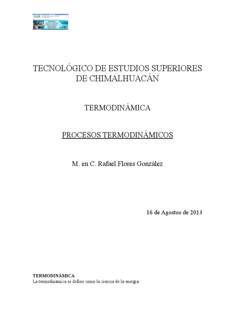 Procesos Termodinamicos | PDF | Gases | Termodinámica